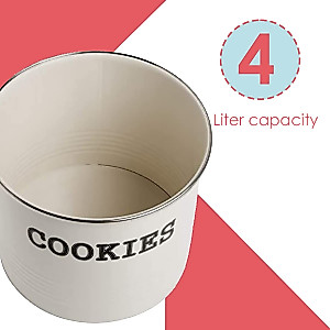 Home Basics Large Cookie Jar (Ivory) Cookie Jars For Kitchen Counter | Cute Cookie Jar With Lid