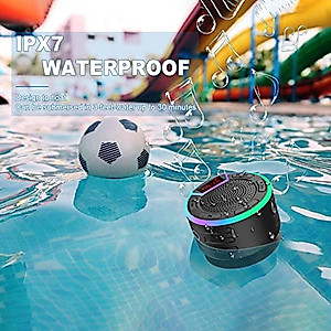 DUOTEN IPX7 Waterproof Speaker, Portable Bluetooth 5.0 Wireless Speaker with Suction Cup Shower Speaker, Longer Playtime RGB Lights, 360° Surround Sound Rich Bass for Outdoors, Travel, Pool, Beach