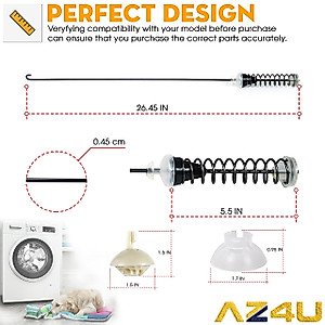 W11217817 Washer Suspension Rod Kit Replaces W11159470 W11226768 For Whirlpool, Maytag, Amana, Kenmore Washer WTW4855HW1 MVWC465HW2 WTW4955HW1 WTW4655JW0 WTW4655JW1 WTW4850HW0 WTW4850HW1 WTW4850HW2