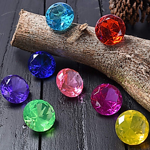 Diving Gem Pool Toy 6 Big Colorful Diamonds Set with Treasure Pirate Box Summer Swimming Toys Dive Throw Underwater for Use Treasures Gift Sets (golden)