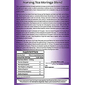 Herb Lore Nursing Tea Moringa Leaf Blend - 60 Servings Loose Leaf - Fenugreek Free Lactation Tea for Increased Breast Milk - Breastfeeding Supplement to Increase Milk Supply