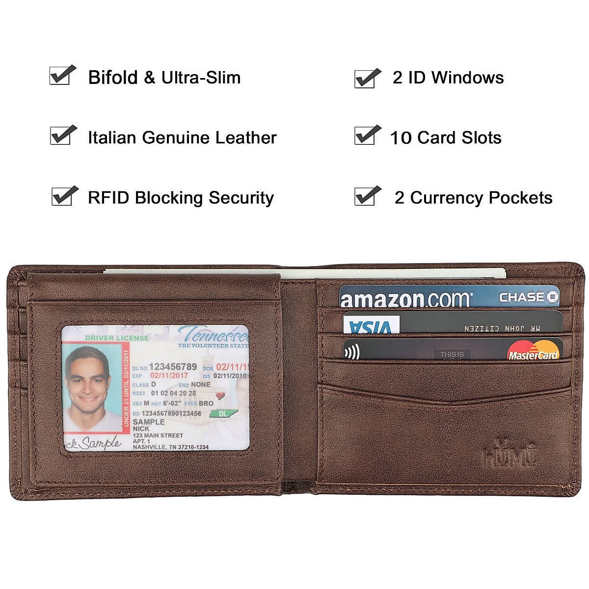 Wallet for Men-Genuine Leather RFID Blocking Bifold Stylish Wallet With 2 ID Window (Coffee-galaxy)