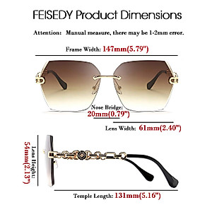 FEISEDY Classic Rimless Sunglasses Women Metal Frame Diamond Cutting Lens Sun Glasses B2567