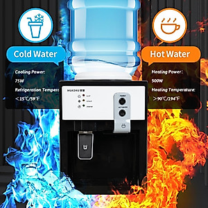 Top Loading Water Cooler Dispenser, 5 Gallon Water Dispenser w/ 3 Temperature Setting, Hot & Cold Water Dispenser for Home, Office & Dormitory (White)