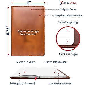 SOHOSPARK Mountains Refillable Faux Leather Journal, Mens Journal, 6x8 Vegan Lined Writing Journal for Women