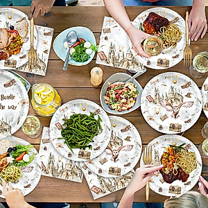 96 Pcs Magical Wizard Baby Shower Party Supplies A Magical Bundle is On The Way Party Tableware and Napkins for Baby Castle Witch Wizard School Disposable Paper Plates for 24 Guests