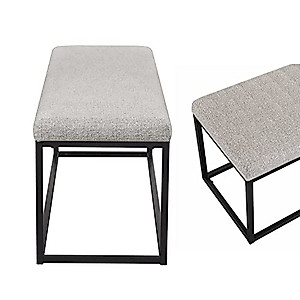 Ball & Cast Modern Upholstered Bench Entryway Bench Ottoman with Metal Frame, 48 Inch Grey