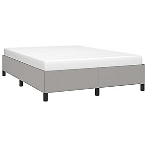 vidaXL Bed Frame Home Indoor Bed Accessory Bedroom Upholstered Wooden Double Bed Base Frame Furniture Light Gray 59.8"x79.9" Queen Fabric