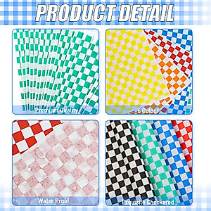 Hslife 180 Sheets Checkered Dry Waxed Deli Paper Sheets, Paper Liners for Plasic Food Basket, Wrapping Bread and Sandwiches(11.6''x11.6'',6 Colors)