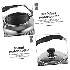 PAMINGONO Stainless Steel Kettle Tea Kettle Stainless Electric Tea Serving Pot Water Boiling Pot Stove Safe Insulated Teapot Espresso Machines for Home Coffee Espresso Maker Teakettle Silver