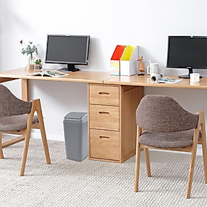 Sandmovie 3-Pack Swing Top Trash Bins, 4.5 Gallon Plastic Garbage Can with Lid, Gray