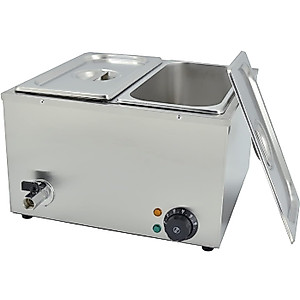 DULNICE Electric Food Warmer with Temperature Control - 1350W Commercial Stainless Steel Bain Marie for Catering and Restaurants