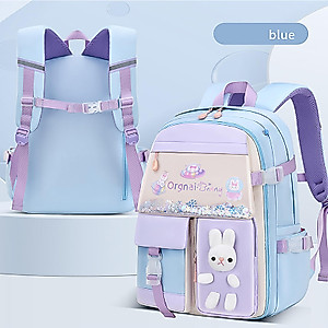 Stylifeo Bunny Backpack for Girls Cute Backpack Kawaii School Bookbag for Kindergarten Preschool Elementary(Purple for girl grades 3-6)