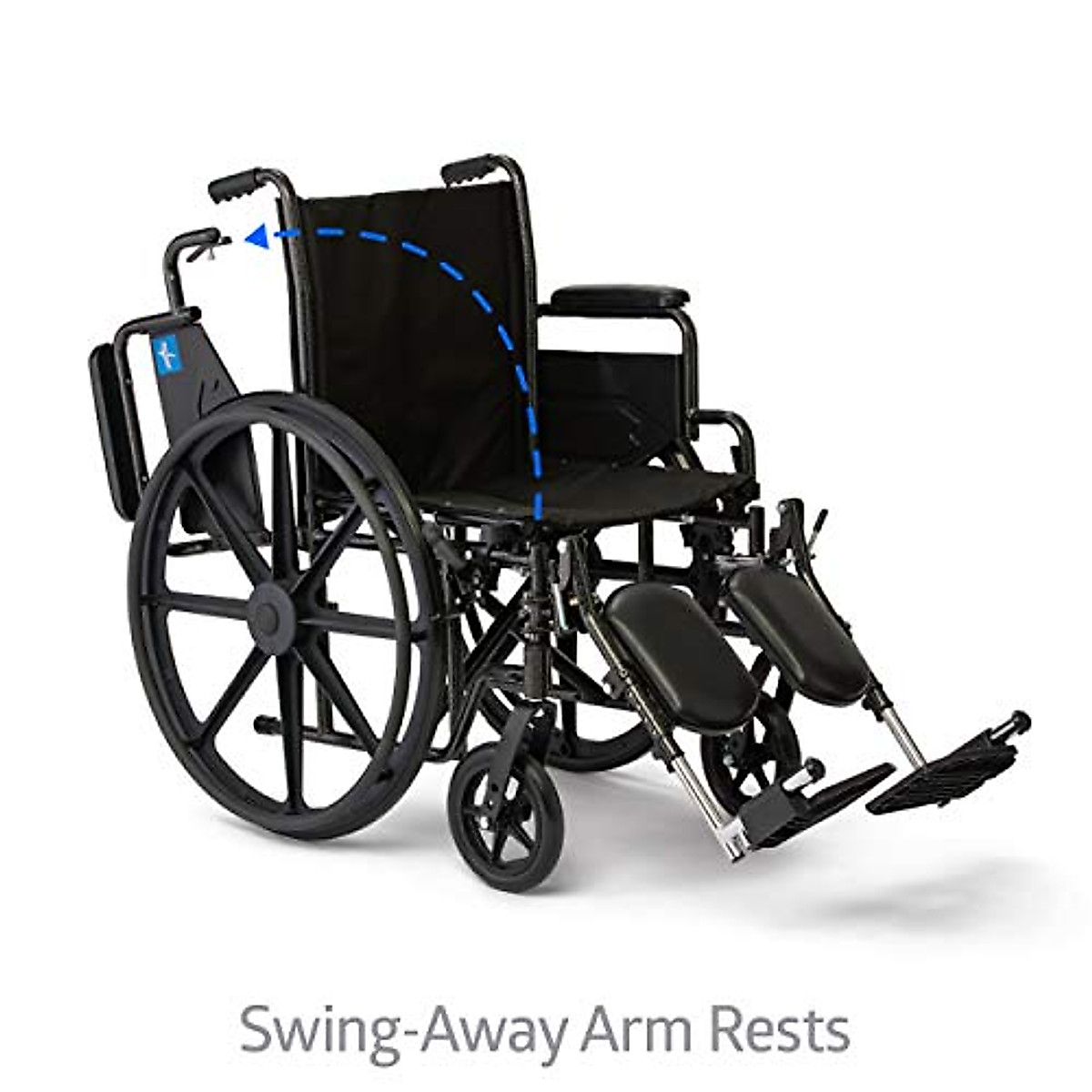 Medline Wheelchair, Swing-Back Desk-Length Arms And Elevating Leg Rests, 18" x 16" Seat (W x D)