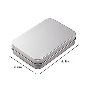 AKOAK 4 Pieces 4.5 x 3.3 x 0.86 Inch Basic Necessities Rectangular Empty Tin Boxes, Portable Box Containers for Home Storage or First Aid Kit