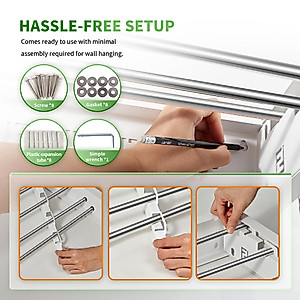 Heshecein Clothes Drying Rack for Laundry,Wall Mounted Collapsible Laundry Drying Rack,5 Stainless Steel Rods,Folding Indoor/Outdoor Drying Rack Clothing,Towel Drying Rack,White,31.5" Wide