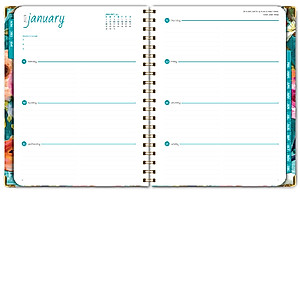 HARDCOVER 2023 Planner: (November 2022 Through December 2023) 8.5"x11" Daily Weekly Monthly Planner Yearly Agenda. Bookmark, Pocket Folder and Sticky Note Set (Teal Floral)