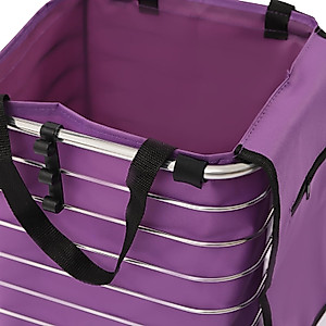 35L Folding Shopping Cart with Wheels Portable Stair Climbing Climber w/Oxford Cloth Bag for Luggage Laundry Camping Transport Shopping Purple