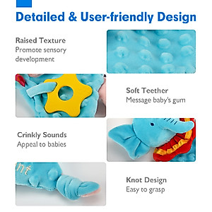 hahaland Baby Stuff Loveys for Babies Elephant Security Blanket with Baby Teething Toys 0-3-6-12 Months Baby Gifts for Newborn Baby Boys Girls Infant Toys