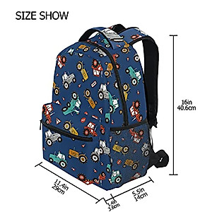 Fisyme Farm Tractors Backpack Laptop Bag Daypack Travel Hiking School Backpacks for Men Women Kids Girls Boys