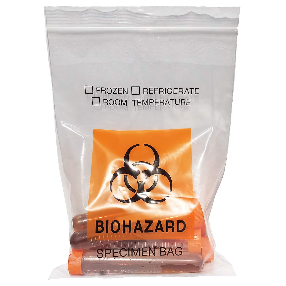Daarcin 50pcs Biohazard Specimen Bags, 6x9.8in/15x25cm Laboratory Sample Bag with Biohazard Logo Printing, Ziplock Top with Outside Pocket Paperwork Pouch