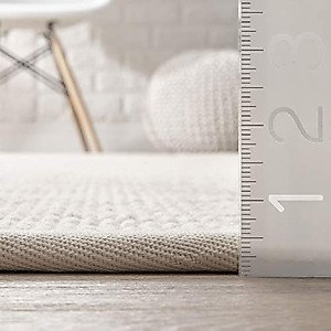 nuLOOM Suzanne Natural Textured Wool Area Rug, 4' x 6', Cream