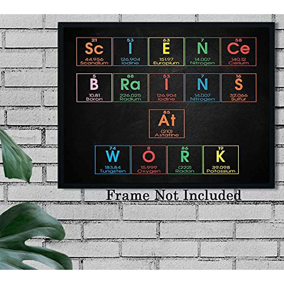 Science Brains At Work Periodic Table of Elements Print, 14"x11" Unframed Funny Science Poster, Chemistry Art Ideal for Science Lab, Teen Bedroom, Dorm Room, School Classroom or Home Decor