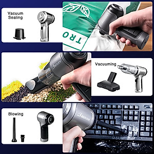 BENJEN Mini Car Vacuum Cleaner, 15000PA High Power, 3 in 1 Handheld Vacuum Cleaner with Brushless Motor, Portable Cordless Vacuum Cleaner for Car, Office and Home Cleaning