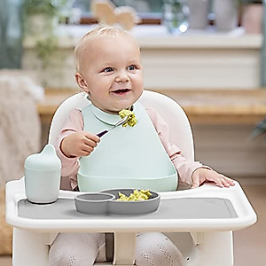 ezpz by Stokke Placemat for Steps Tray, Grey - Perfectly Fits Stokke Steps High Chair Tray - Helps Prevent Messy Mealtimes - Durable, Convenient, Dishwasher & Microwave Safe - 100% Silicone