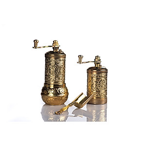 Salt And Pepper Grinder Set - Herb / Pepper Grinder Mill - Spice / Coffee Bean Grinder -Manual (Gold)