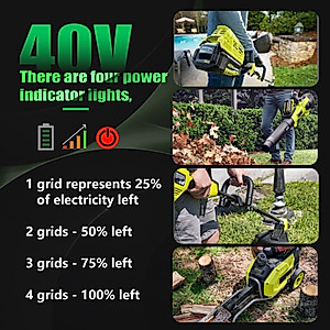 Jialipok 40V 6.0Ah Battery Replacement for Ryobi 40V Battery, Compatible with Ryobi 40V Tools and Charger OP4050A OP40601 OP4026A OP4040 OP4030 OP4050 OP4015 OP40261 OP40201 OP40401 with LED Indicator