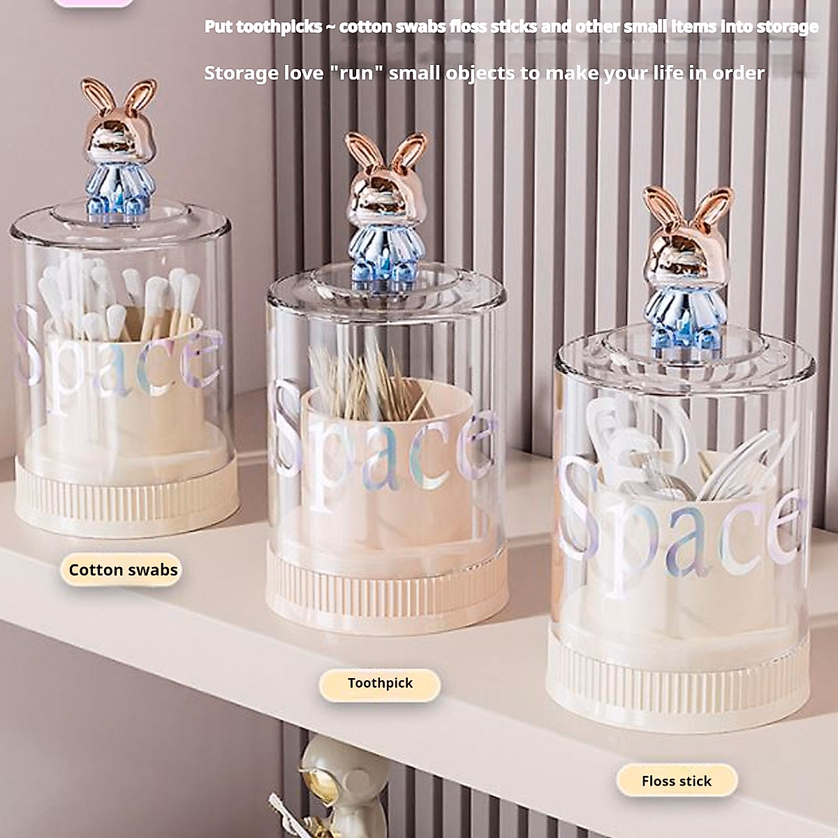 Generic 2PCS Qtip Holder for Bathroom Canister Storage Organization, Vanity Makeup Organizer ,q tip holder for bathroom for Storage Cotton Swab, Ball, Pads, Floss