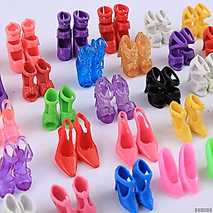 60Pcs Shoes for Dolls - Fashion Doll Style Shoes High Fashion Shoe Toy Miniature Designer Shoes for 11.5 inch Girl Doll - Fashion Pack Dolls Shoes and Accessories Shoe Heel Miniature Shoe Collectibles