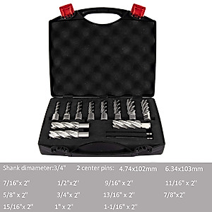 Muzerdo 13pcs Weldon Shank 2" Cutting Depth and Diameter Annular Cutter Set for Magnetic Drill Press HSS Standard Kit Two Flat