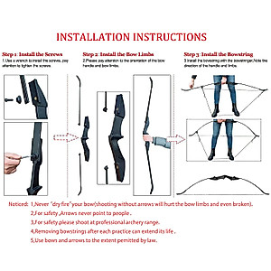 Monsour Archery Takedown Recurve Bow and Arrow Set Left/Rght Hand Longbow Kit Beginner Outdoor Hunting Shooting Practice 20lb 30lb 40lb (Black 40lb)