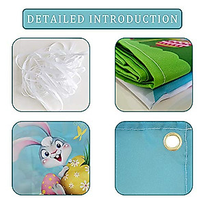 Happy Easter Banners, Welcome Spring Easter Themed Party Banner, Lawn Sign Backdrop Banner for Indoor Outdoor Easter Party Supplies(9.8 x 1.5ft)