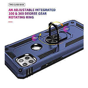 Military Grade Drop Impact for Moto One 5G Ace Case Motorola One 5G Ace G 5G Case 360 Metal Rotating Ring Kickstand Holder Armor Heavy Duty Shockproof Case for One 5G Ace Phone Case (Blue)