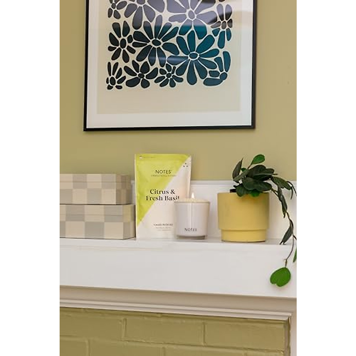 NOTES Sustainable Candle Starter Kit - Zesty Fresh Duo | Refillable & Reusable Candles | Fresh Scented Candles | 100% Natural Wax | Citrus & Fresh Basil and Linen & Crisp Air Candle Refills