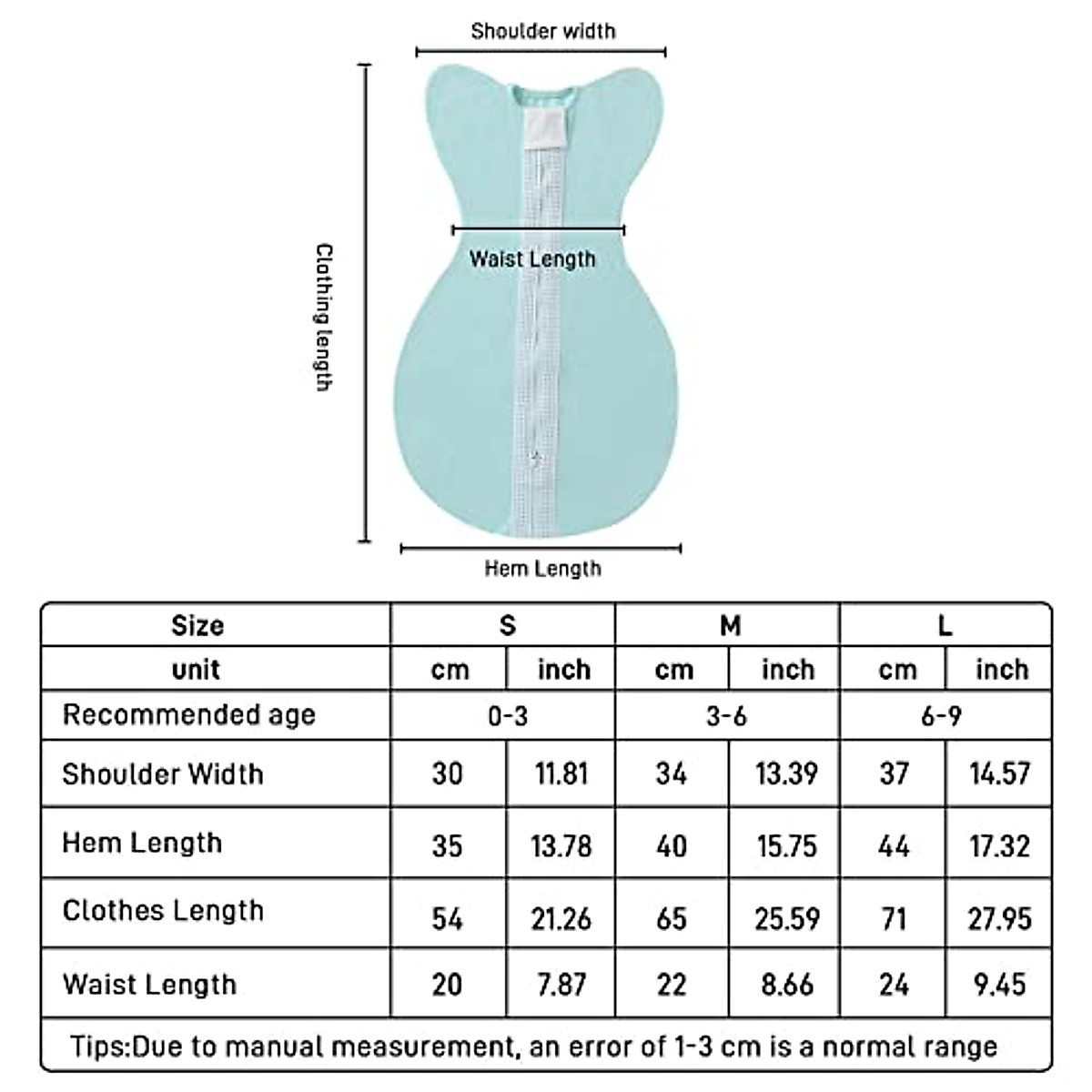 ZIGJOY Baby Wearable Blanket Newborn Swaddle with Arms Up Cotton Baby Sleep Bag with 2-Way Zipper 0.5 TOG Soft Transition Sleep Sack for Infant Boy Girl 3-6 Months Mint Green