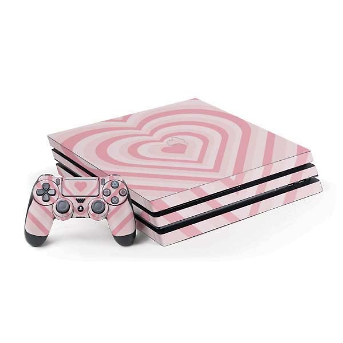 Skinit Decal Gaming Skin Compatible with PS4 Pro Console and Controller Bundle - Originally Designed Pink Heart Pattern Design