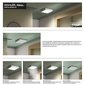KOHLER Atmo Bathroom Exhaust Fan With Light, Ceiling Vent for Bathroom, 13-7/8" X 13-7/8"