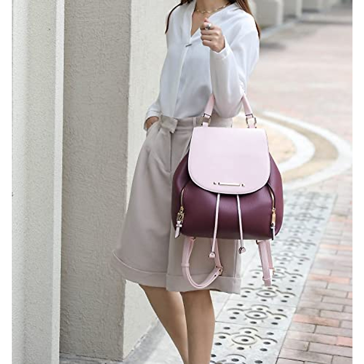 MKF Collection Backpack for Women Vegan Leather Bookbag Top Handle Bag Lady Fashion Pocketbook Travel bag Blue