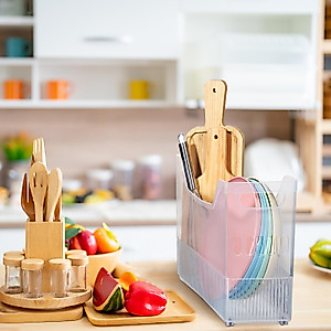 Beeveer 4 Pcs Plastic Freezer Organizer Bins with Wheel Tall Narrow Kitchen Pantry Organizer Snack Storage Containers for Office Refrigerator(10 x 13.3 x 5.5 Inch)