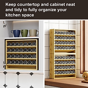 Orimade 4 Tier Spice Rack Organizer for Cabinet, Freestanding Bamboo Seasoning Rack for Countertop, Cupboard, Pantry, Kitchen, 13.18 x 4.13 x 12.2 inches(Spice Jars Not Included)