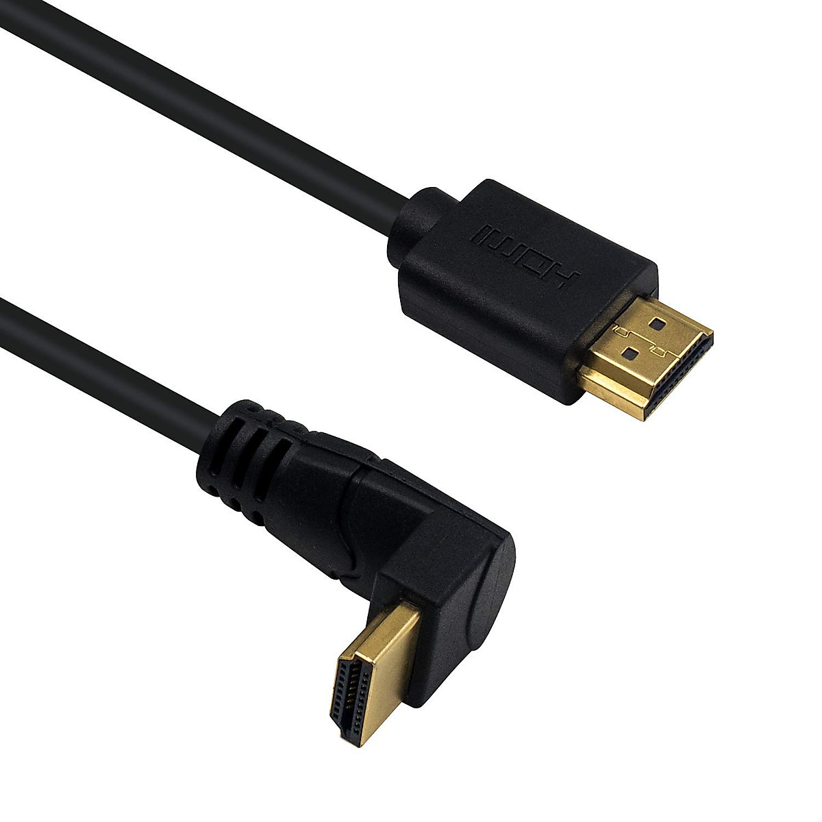 Poyiccot HDMI 2.0 Cable 2 Feet, 4K@60Hz HDMI to HDMI Cable, 90 Degree HDMI Male to Male Cable 18Gbps High Speed HDMI 2.0 Cable Gold-Plated Upward Angle HDMI Connector Cable (M/M Up)