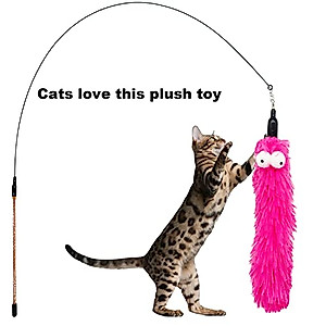 CATENESS Cat Worm Toy Cat Wand Replacement Worms, 8 PCS Worms Cat Toy Refill, Interactive Cat Wand Attachments Worm for Cat Toys