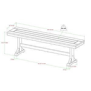 Walker Edison 3 Person Modern Farmhouse Wood Armless Kitchen Table Set Dining Chairs, 60 Inch, Black