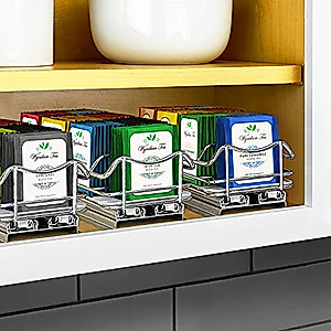 Lynk Professional® Slide Out Tea Bag Holder Organizer - Upper Kitchen Cabinet Pull Out Rack, Organize Up To 70 Tea Bags, Chrome