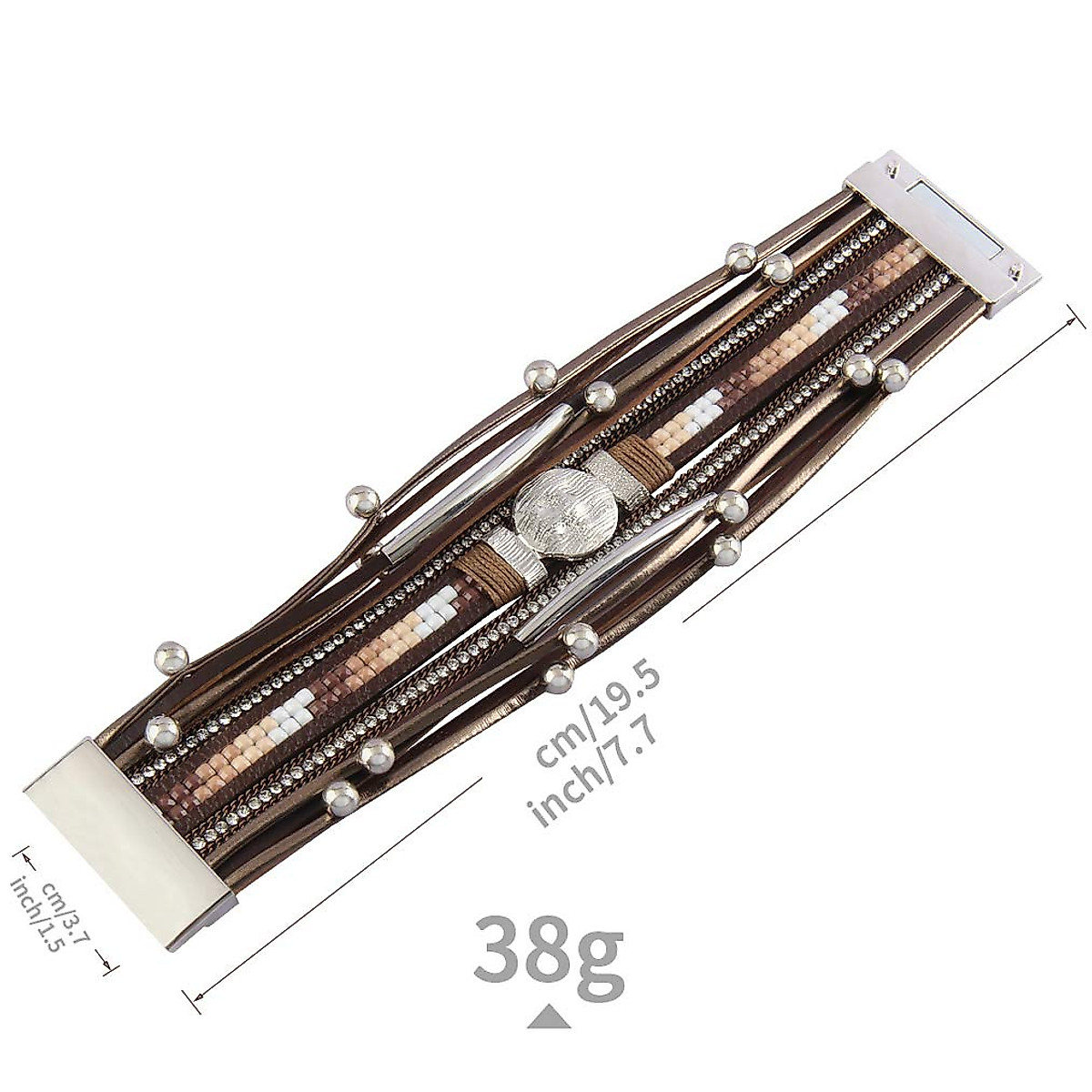 Jeilwiy Leather Wrap Around Bracelet Multi Rope Boho Bracelets Cuff Bangle Baroque Pearls Handmade Bohemian Jewelry for Women, Daughter, Sister Gifts