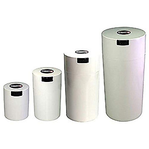 Tightvac Nested Set of 4 Vacuum Sealed Dry Goods Storage Containers, 4 Sizes: 24-Ounce, 12-Ounce, 6-Ounce, 3-Ounce, White Cap/White Body